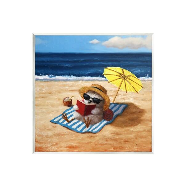 Stupell Bird Sunbathing Reading Beach Wall Plaque Art by Lucia ...