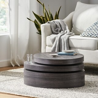 Small Oval Mod Rotatable Coffee Table 3-layer Center Table Versatile ...