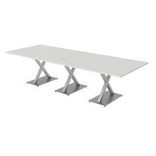 10' Modular Boat Shaped Conference Table With X Bases Power And Data ...