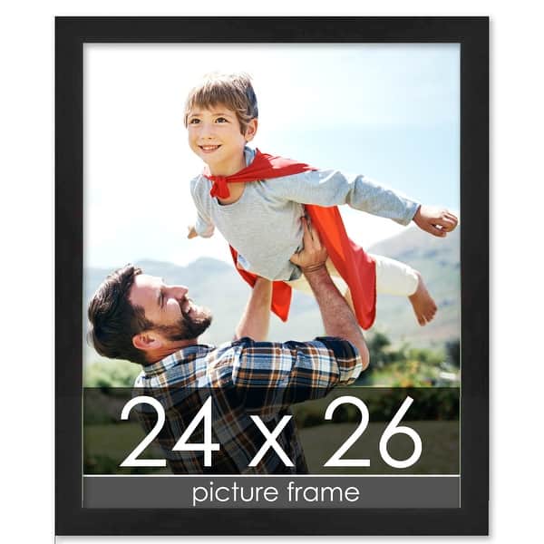 24x26 Lacquer Black Complete Wood Picture Frame with UV Acrylic, Foam ...
