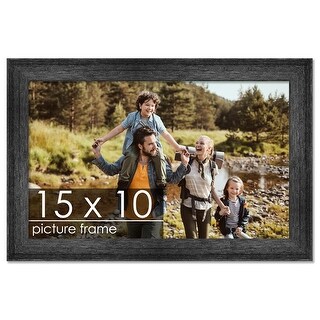 15x10 Distressed/Aged Black Complete Wood Picture Frame with UV Acrylic ...