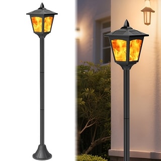 42" Solar Lamp Post Lights – Flickering Flame Waterproof Outdoor Pole ...