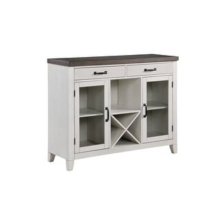 Rine 52 Inch Sideboard, 2 Drawers, 2 Doors, Wine Storage, White, Brown ...