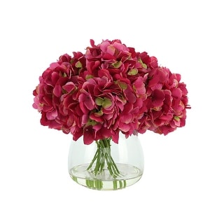 Hydrangea Floral Arrangement in a Round Glass Vase - Bed Bath & Beyond ...