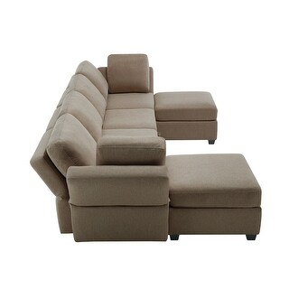 Brown Adjustable Sofa U-Shape Modular Sectional Sofa w/Storage Seat - Bed Bath & Beyond - 40742640