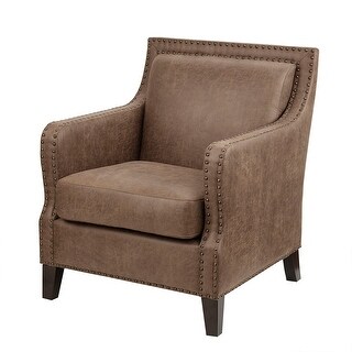 Gracie Mills Sharp Morocco Wood and Faux Leather Accent Chair - Bed ...