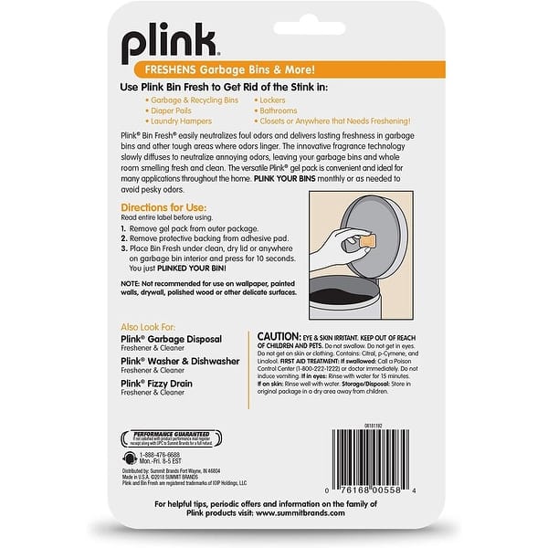 Plink Bin Fresh Garbage Bin Odor Eliminators - Fresh Lemon Scent - 3 ...