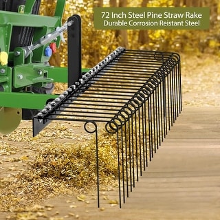 72" Pine Straw Rake 30 Spring Tines Durable Powder Coated Steel Tow ...