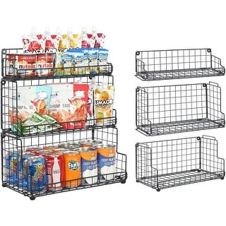 Stackable Wire Basket 3 Tier Countertop& Wall Mounted Metal Storage ...