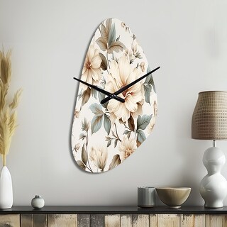 Vintage Florals - Plants Large Wall Clocks - Bohemian & Eclectic Wall ...