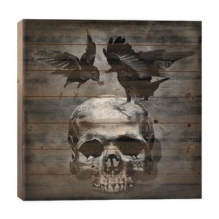Skull With Crows Print On Wood by Martin Wagner - Multi-Color - Bed ...