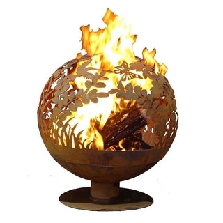 28" Brown Rustic Finish Large Garden Outdoor Fire Sphere - Bed Bath ...