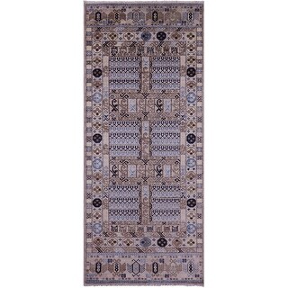 Golden Nile Grey Turkmen Ersari Hand Knotted Wool Rug - 4' 1" X 9' 10 ...
