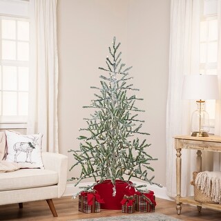 5' Medium Flocked Alpine Twig Artificial Christmas Tree white Lights ...