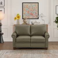 Nailhead Trim Rolled Arms Accent Sofa Faux Leather Loveseat Chair ...