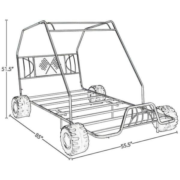 Metal Go Kart Style Twin Bed, Black - Bed Bath & Beyond - 21443537