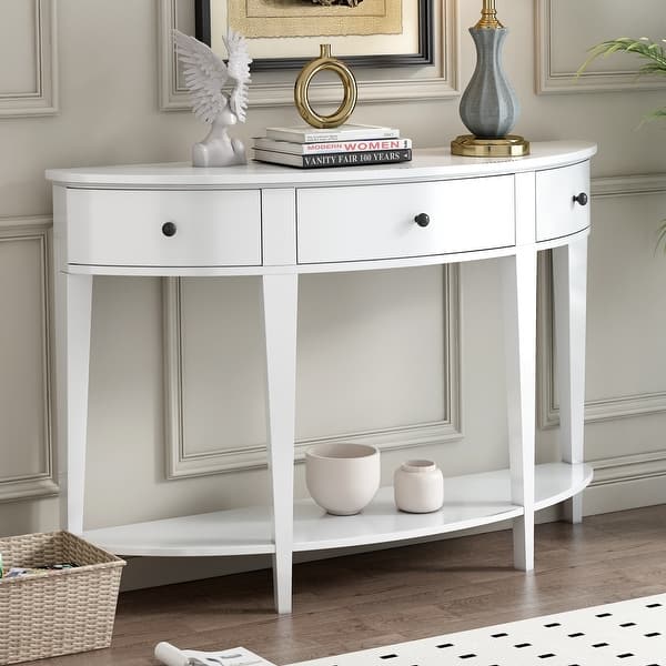 Hallway Curved Console Table Sofa Table Entryway Table w/Drawers - Bed ...