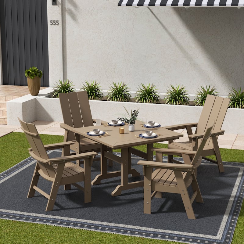 Shoreside Hdpe All Weather Outdoor Patio Adirondack Dining Chair (1PC ...