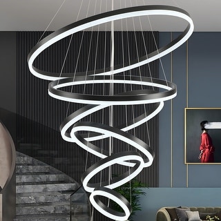 Modern Ring LED Chandelier Large Circle Pendant Light for High Ceilings ...