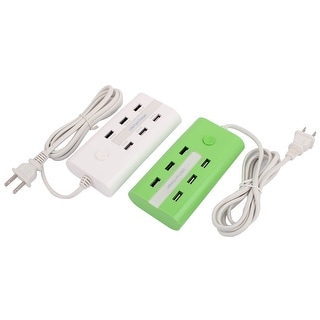 AC110-250V US Plug 6 USB Charging Adapter Multi-use Power Strip Set Green+White - Bed Bath ...