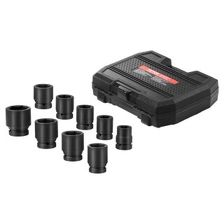 Axle Nut Impact Socket Set, 1" Drive 6-Point 9-Piece SAE Spindle Nut ...