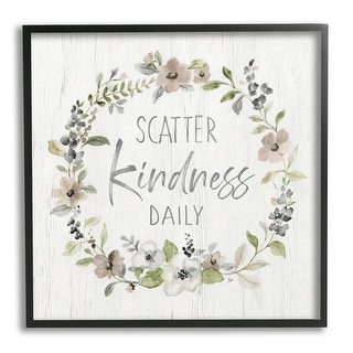 Stupell Scatter Kindness Daily Blooming Shabby Chic Wreath Framed Wall ...