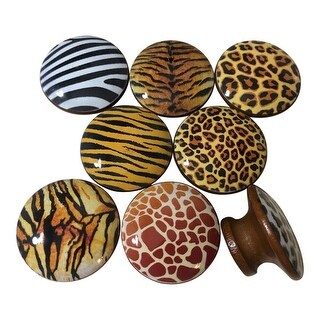 Set of 8 Animal Print Wood Cabinet Knobs - 1.5" Wide - Bed Bath ...