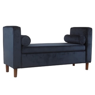 Velvet Upholstered Wooden Bench with Lift Top Storage and Two Bolster ...