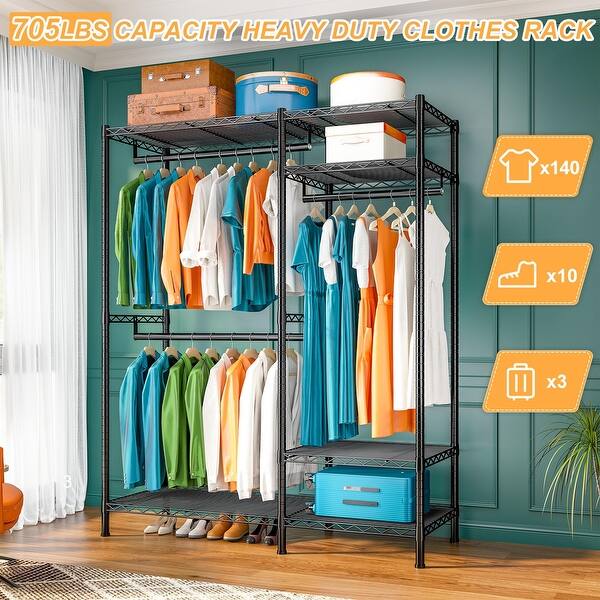 Clothes Rack Heavy Duty 705 LBS Capacity Clothing Racks for Hanging ...
