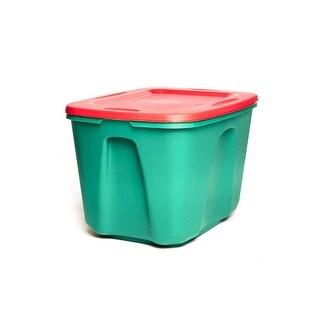 32 Gallon Plastic Holiday Storage Container, Green Base with Red Lid ...