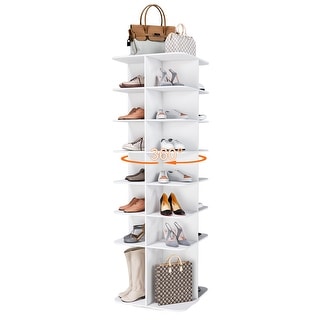 7-Tier Rotating Shoe Rack Tower, Vertical 360° Revolving Shoe Organizer ...