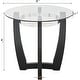 Round Glass End Table, 26" Solid Wood Side Table with Tempered Glass ...