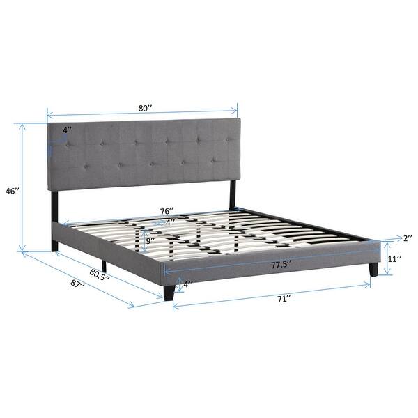 Gray King Size Upholstered Platform Bed Frame - Bed Bath & Beyond ...