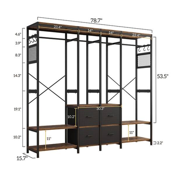 Free-Standing Closet Organizer with Shelves and Non-woven Drawers - Bed ...