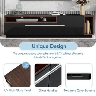 TV Stand for TVs Up to 70", UV High-Gloss Media Console with Metal ...