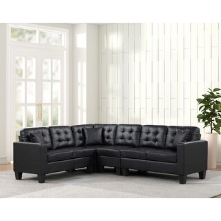 Kalli Black Faux Leather Sectional - Bed Bath & Beyond - 39432259