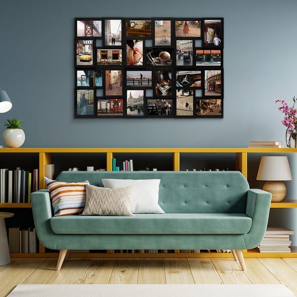 HELLO LAURA Rustic 24 Opening Photo Frame Family Collage Wall Hanging ...