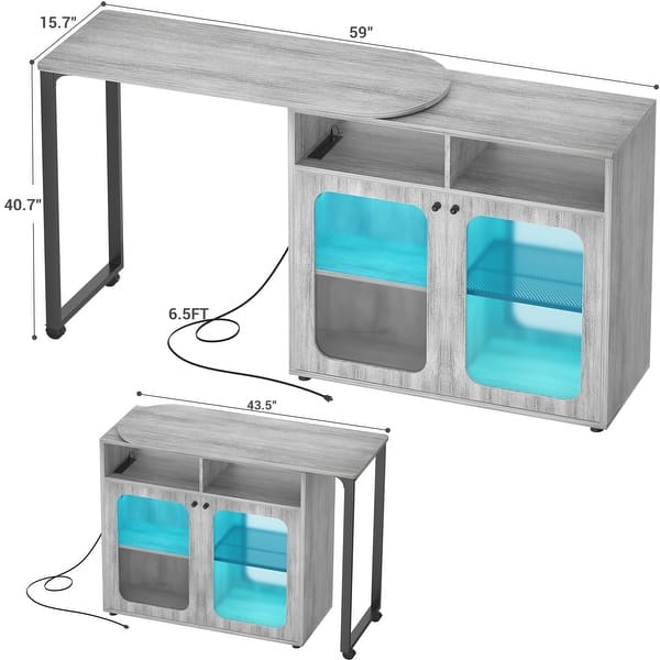 Double-sided Buffet Sideboard Bar Cabinet Foldable Kitchen Island - 59 ...