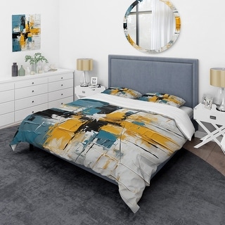 Designart "Blue and yellow paint elegance I" Abstract Bedding Cover Set ...