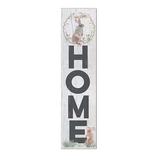 Bunny Rabbit "Welcome Home" Outdoor Easter Porch Sign - 48" - White and ...