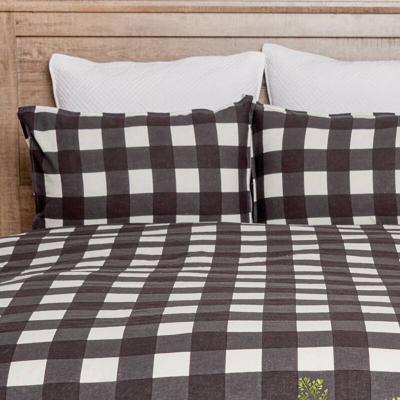 Buffalo Check Black Queen Duvet Set - Overstock - 33874567