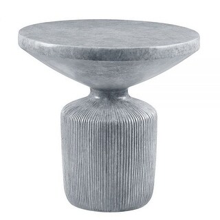 Lylie 30 Inch Side End Table, Round Naturalistic Design, Gray Cement ...