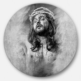 Designart 'Jesus Christ' Portrait Digital Art Circle Wall Art - Bed ...