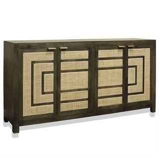 Harp & Finial Spencer Sideboard - Four Rattan Woven Doors - Mango Wood ...