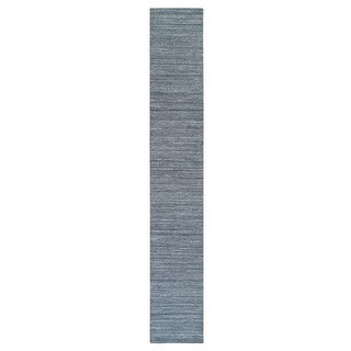 Shahbanu Rugs Arsenic Gray, Hand Loomed, Modern Striae Design, Pure ...