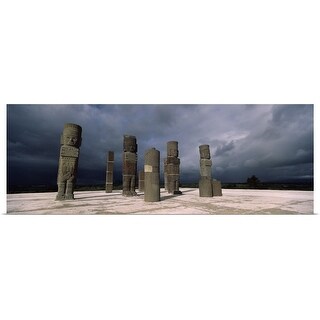 Clouds over statues, Atlantes Statues, Temple of Quetzalcoatl, Tula ...