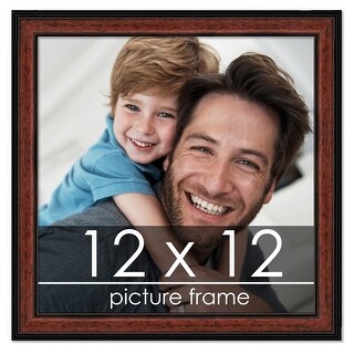 12x12 Traditional Mahogany Complete Wood Square Picture Frame with UV ...
