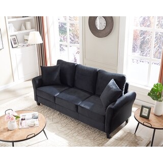 78 Inch Modern Velvet Upholstered Sofa Removable Back Sofa with 2 Throw ...