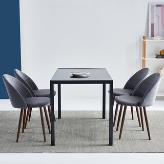 5 Piece Deluxe Transparent Glass Top Dining Table Dinette Set for 4 - Bed Bath & Beyond - 39007687