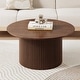 Round Coffee Table, Modern Fluted Design with Metal Frame, Wooden ...